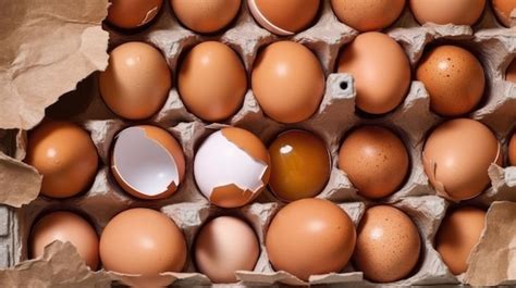 Premium Ai Image Texture Of Broken Empty Eggshell In Carton Box View