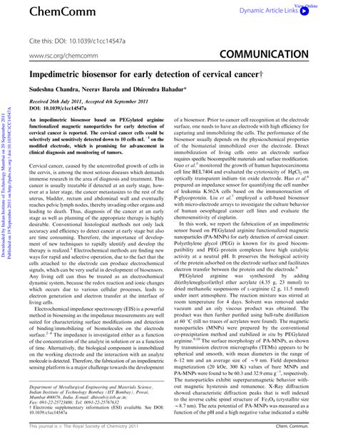 Pdf Biosensor For Early Detection Of Cervical Cancer