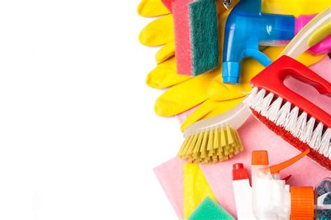 Premium Photo Assortment Of Means For Cleaning And Washing