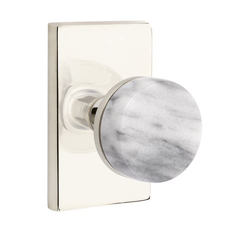 Select Knobs Collection Passage Modern Rectangular Rosette With Conical Stem And White Marble