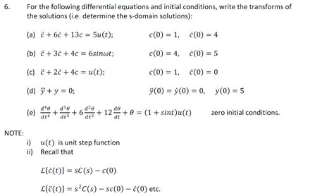 Solved For The Following Differential Equations And Initial Chegg