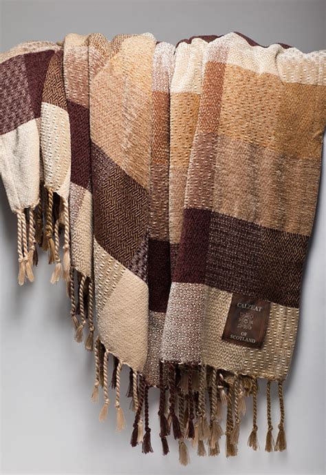 Patchwork Brown Jacquard Scottish Throw Calzeat
