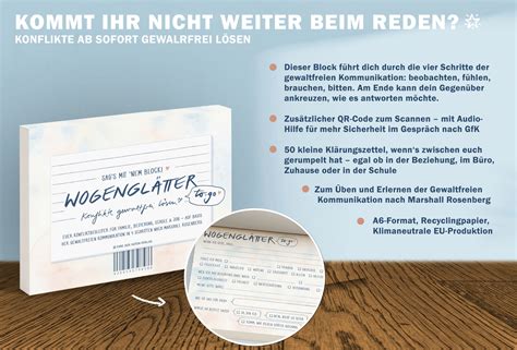 Gewaltfreie Kommunikation Block Zum Üben Wogenglätter To Go Eine