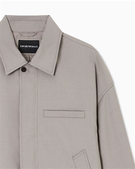 Jacket In Micro Textured Light Wool With A Herringbone Pattern