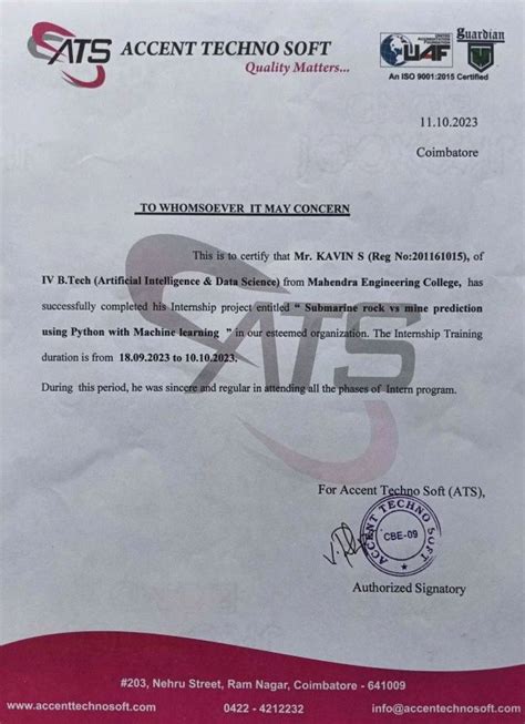 Kavin S On Linkedin Internshipcompletion Python Machinelearning