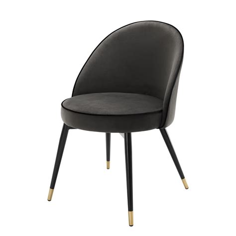 Dining Chair Cooper Set Of 2 Dark Grey Velvet Arowonen