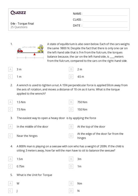 50 Torque And Equilibrium Worksheets For 11th Year On Quizizz Free