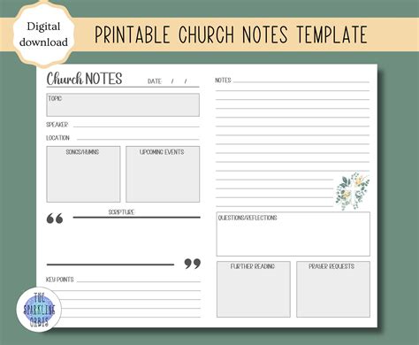 Printable Church Notes Template Sermon Notes Church Notes Pdf