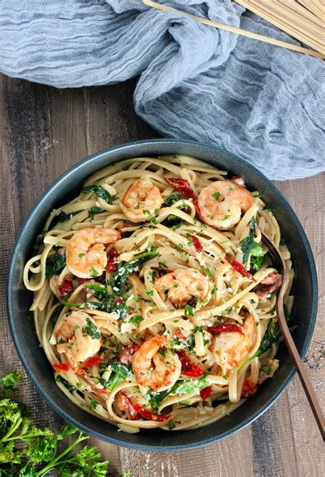 Creamy Shrimp And Spinach Pasta Quick Mediterranean Dinner