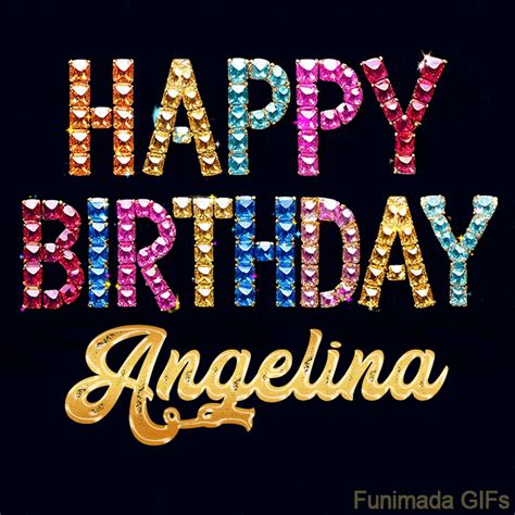 Sparkling Happy Birthday Angelina  With Jewel Lettering Download