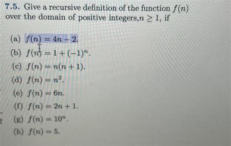 solved 2 7 5 give a recursive definition of the function