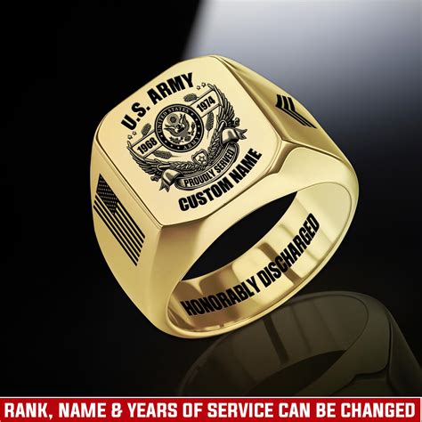 Us Army E 8 Army First Sergeant Engraved Mens Ring Proud Us Veteran