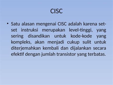 ARSITEKTUR RISC DAN CISC Arstektur Dan Organisasi PPT