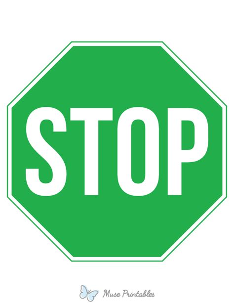 Printable Green Stop Sign Free Download