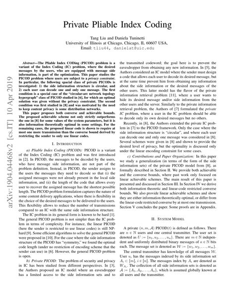 Pdf Private Pliable Index Coding