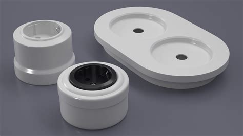 Ceramic Retro Sockets White1 3d Model 19 3ds Blend C4d Fbx