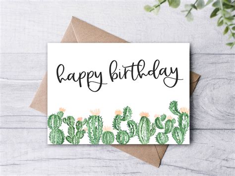 Happy Birthday Digital Card Watercolor Birthday Printable Card