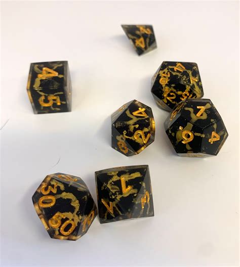 Kintsugi Black And Gold Dnd Dice Etsy