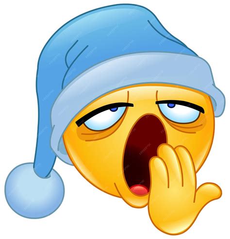 Sleepy Emoji Emoticon Yawning And Wearing A Nightcap Premium Vector