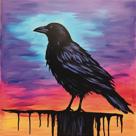 Raven Sunset Diy Paint Party Template Printable Coloring Page Png
