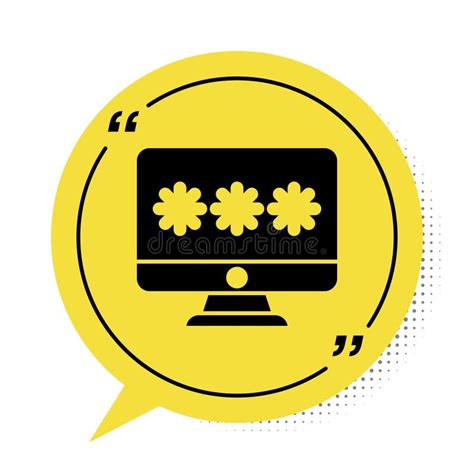 Black Monitor With Password Notification Icon Isolated On White