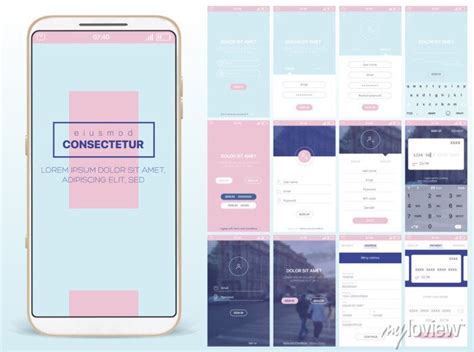 Design Of Mobile App Ui Ux Gui Set Of User Registration Screens Wall Mural • Murals Preview