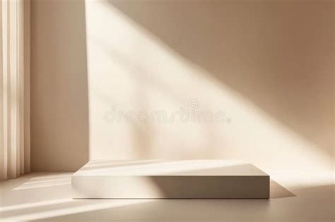 A Minimalist Display Platform Illuminated By Soft Light Creating A Serene Atmosphere Stock