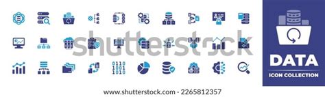 Data Icon Collection Duotone Color Vector Stock Vector Royalty Free