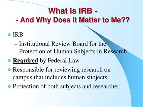 Ppt Understanding The Irb Process For Human Subject Research At Uw