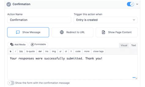 Form Success Confirmation Formidable Forms
