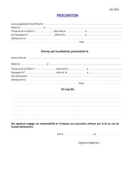 Modele Procuration Pdf Pdf
