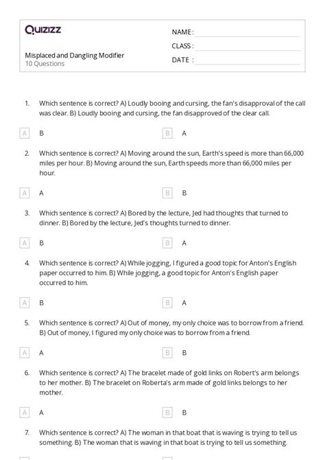 50 Misplaced And Dangling Modifiers Worksheets On Quizizz Free Worksheets Library
