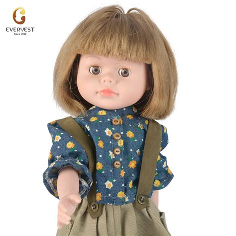 Beautiful 14 Inch Full Vinyl Doll With Brown Short Hair 14034