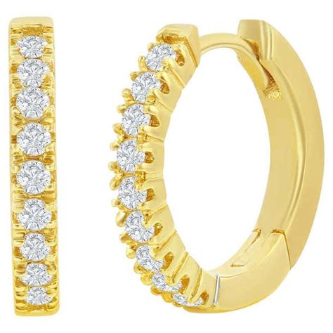 Hand Crafted 14k Yellow Gold Diamond Hoop Earrings For Sale At 1stdibs