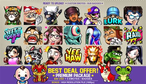 Create Premium Twitch Emotes Or Sub Badges In Anime Styles By Acesgo