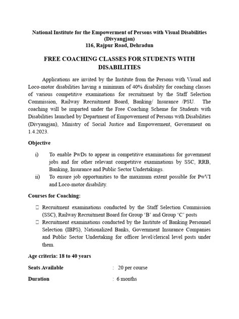 Advertisement For Free Coaching Classes 5122023 Pdf