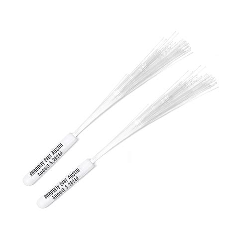 Personalized Light Up Fiber Optic Wands Led White Glow Sticks Set Of