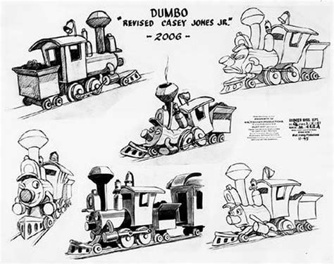 Disney Concept Art Casey Jr Dumbo Vintage Train Cartoon Style