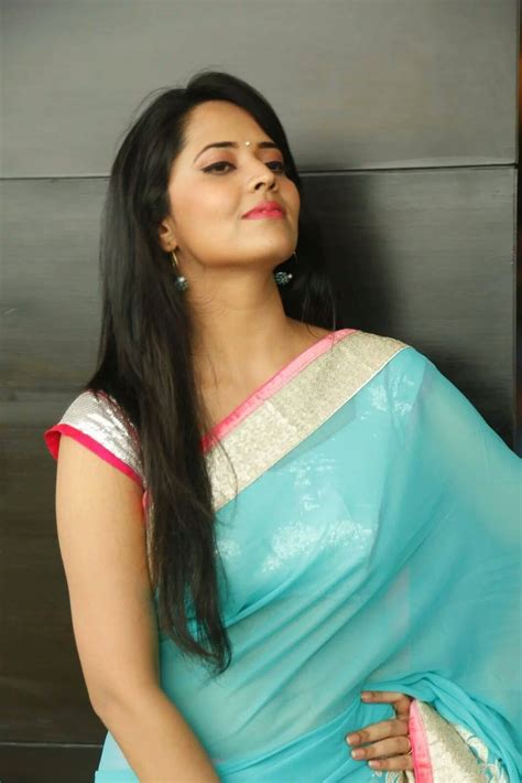 Anasuya Bharadwaj Blue Saree Saree Indian Beauty