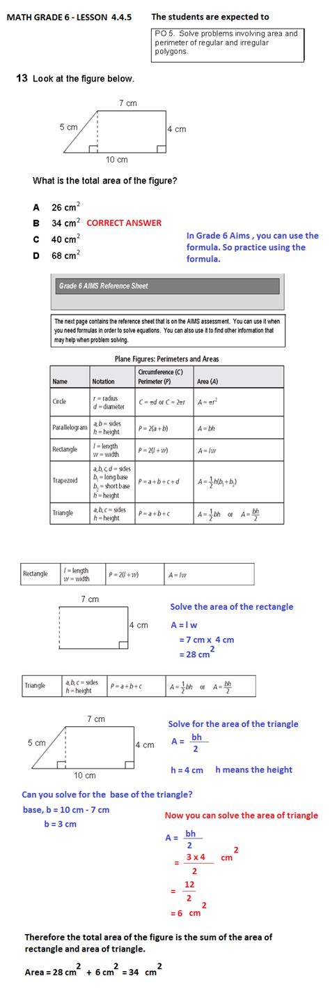 6th Grade How To Solve For Area Or Perimeter Of Any Polygon