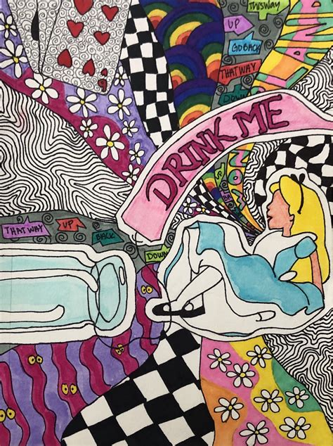 Trippy Alice In Wonderland Drawing