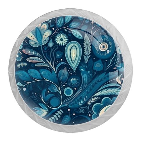 Blue Floral Pattern Custom Drawer Knobs Cabinet Knobs Abs Glass Drawer Pulls With Screws