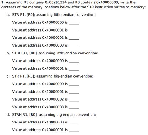 Solved Using The Str Command In Arm Assembly I Dont