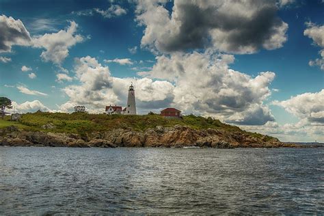 Ocean View Of Bakers Island Lighthouse In Salem Sound Photograph By