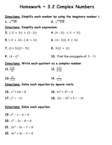 Homework 3 Quiz Answers Homework ~ 3 Complex Numbers Directions