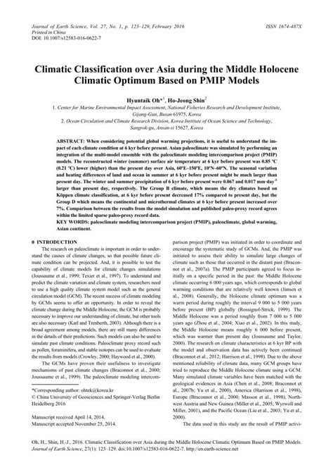 Pdf Climatic Classification Over Asia During Earth Sciencejournal Of Earth Science Vol