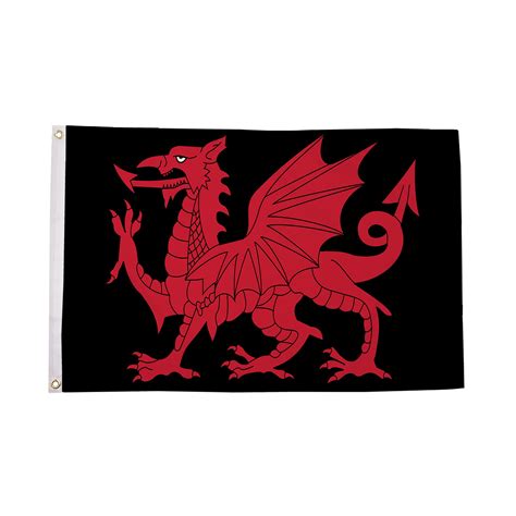 Buy Welsh Dragon Black Flag Midland Flags