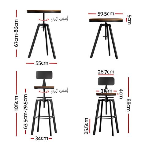 Bar Table And Stools Set Dining Desk Industrial Kitchen Chairs Cafe Pu
