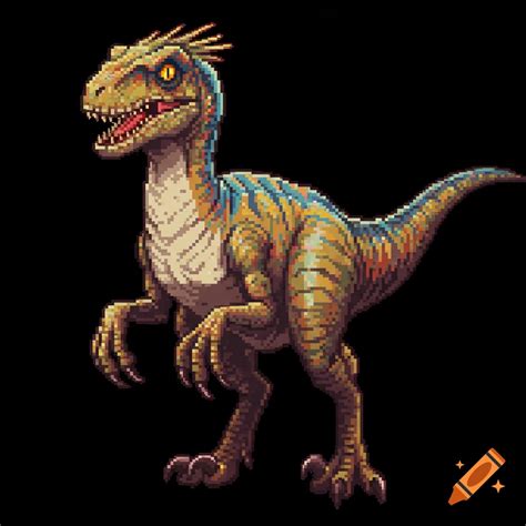 Pixel Art Of A Raptor Dinosaur In A Jungle On Craiyon
