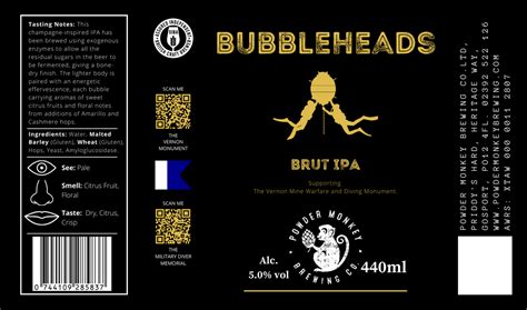 Bubbleheads Brut Ipa 440ml Powder Monkey Brewing Co